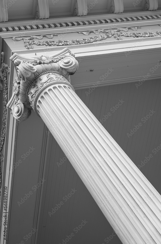 Corner Column and Roof with Facade on an Abandoned Building. Stock ...
