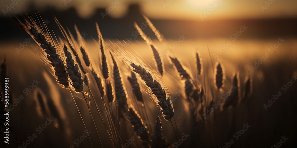 Golden Hour in the Wheat Fields: A Soothing Summer Scene with Swaying ...