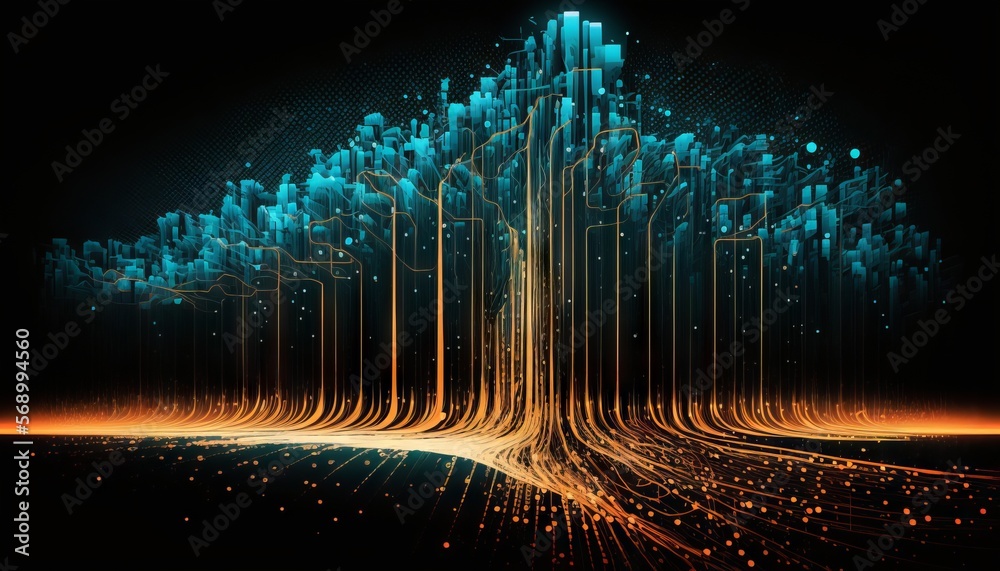 Digital Symphony: The Flow of Binary Code Through Interconnected Nodes Stock Illustration ...