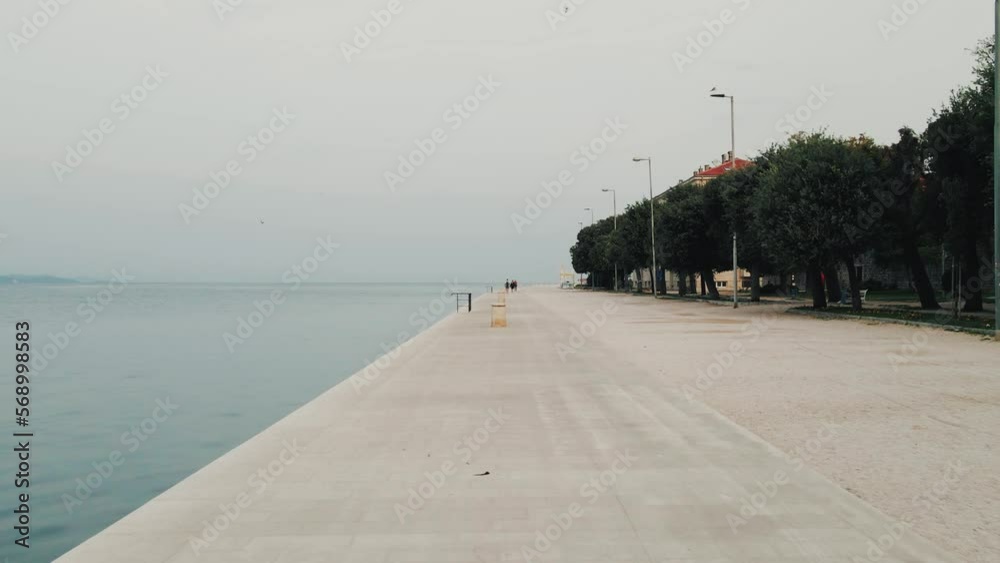 Promenade in Zadar city in Croatia. Shots from a drone. Autumn in ...