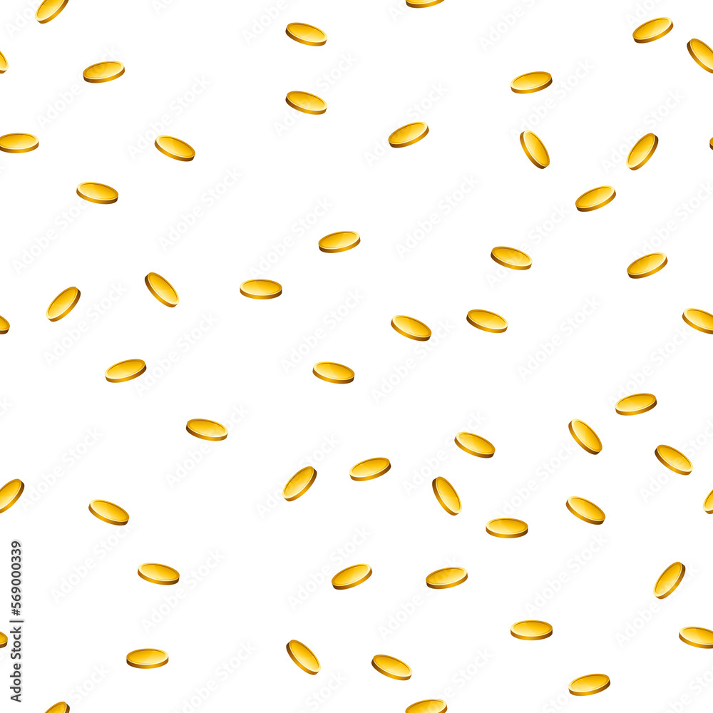 seamless texture overlay pattern of falling illustrated gold coins ...