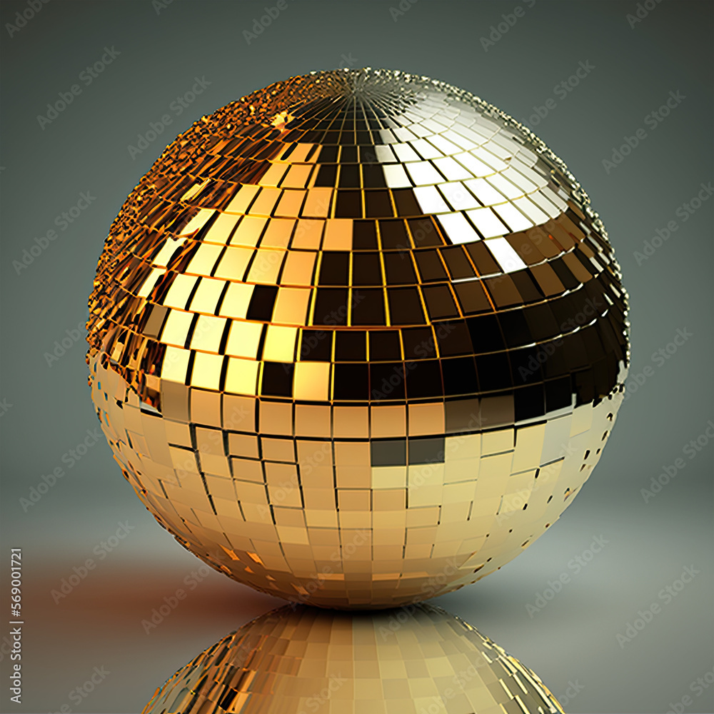 Golden disco mirror ball, ball, disco, sphere, mirror, party, globe ...