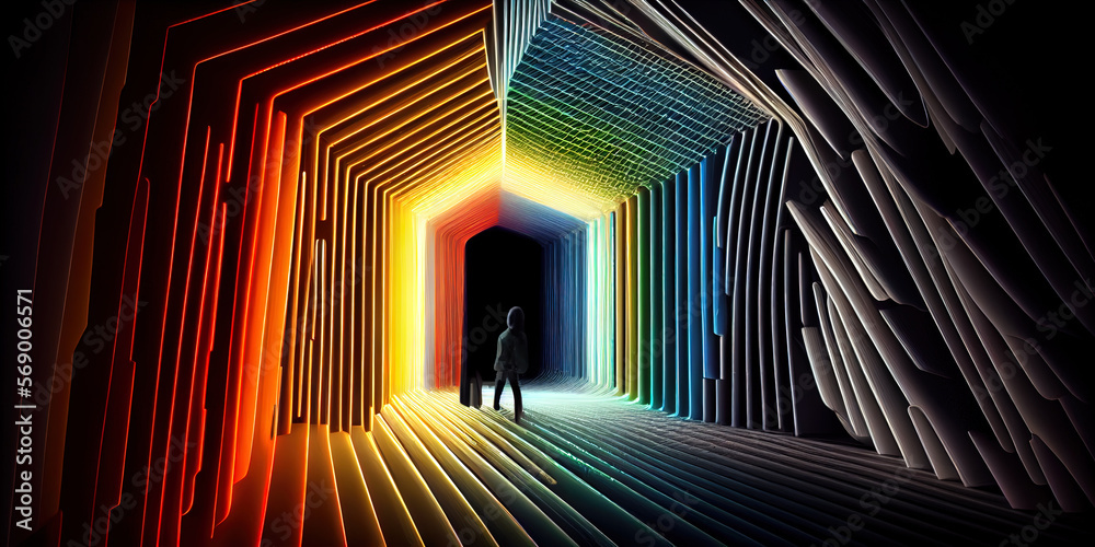 Ultra-wide Desktop Background image of neon light rays with flares and ...