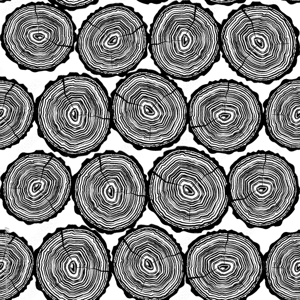 Tree rings saw cut tree trunk pattern background. Seamless wallpaper ...