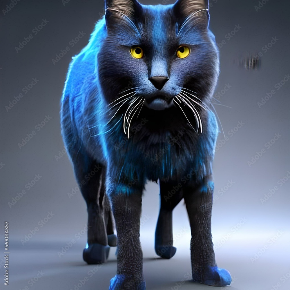 An AI-created blue cat is a feline with a blue coat color generated ...