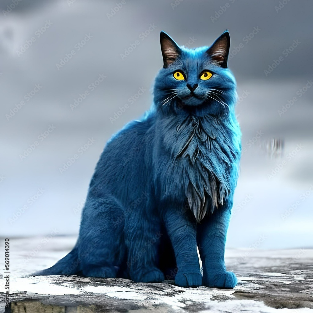 An AI-created blue cat is a feline with a blue coat color generated ...