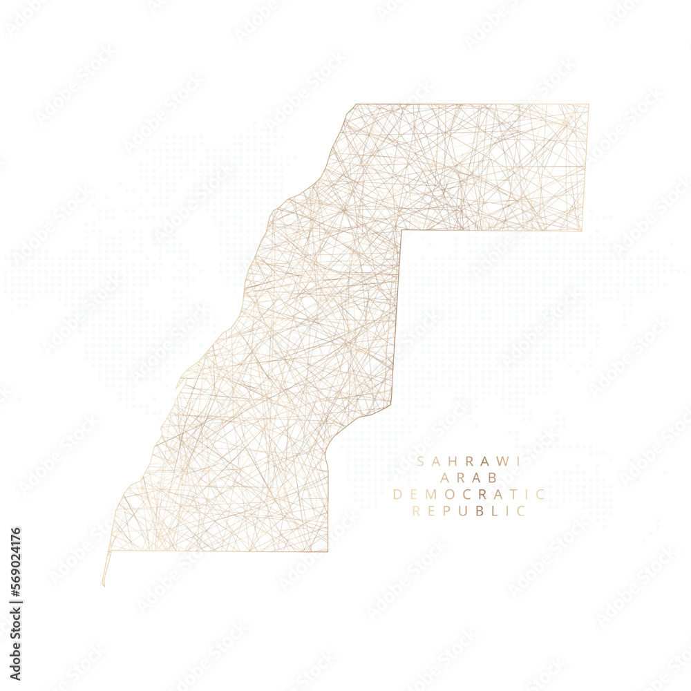 Low poly map of Sahrawi Arab Democratic Republic. Gold polygonal ...