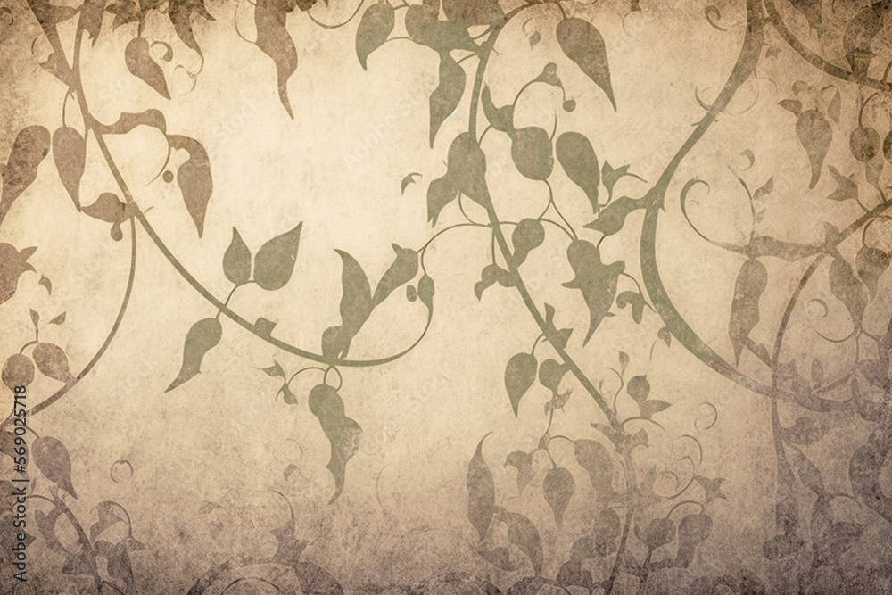 Vine leafy vintage rustic wallpaper, floral muted texture background ...