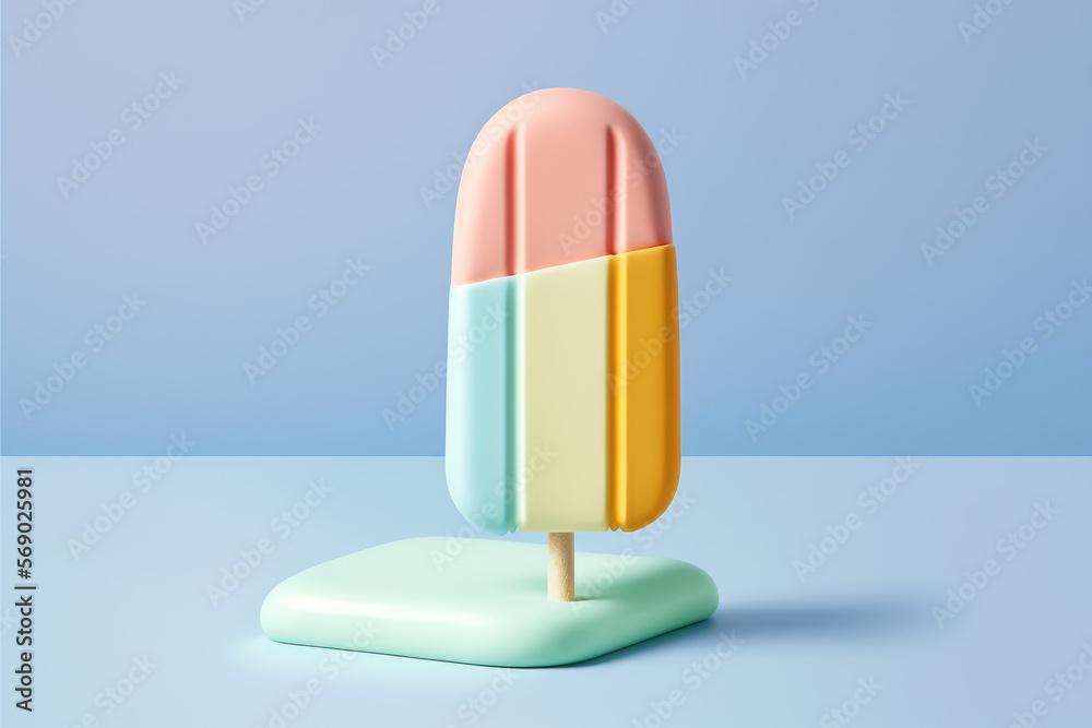 3d popsicle illustration with a pastel backdrop made by generative ai ...