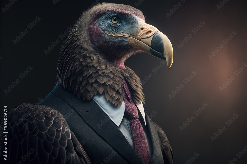 Vulture animal in suit, isolated, business, personality type, animal ...