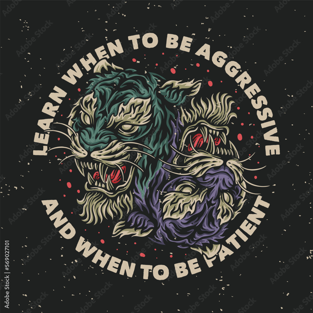 vector illustration learn when to be aggressive and when to be patient ...