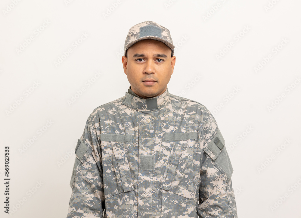 Stressed depressed crying lose war Asian man special forces soldier ...