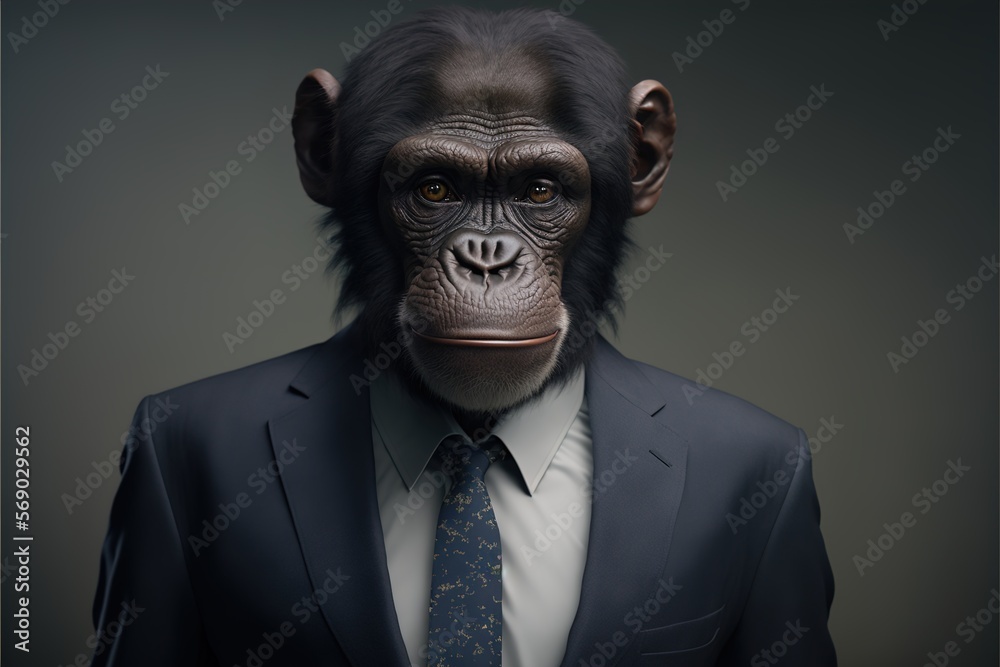 Chimp animal in suit, isolated, business, personality type, animal ...