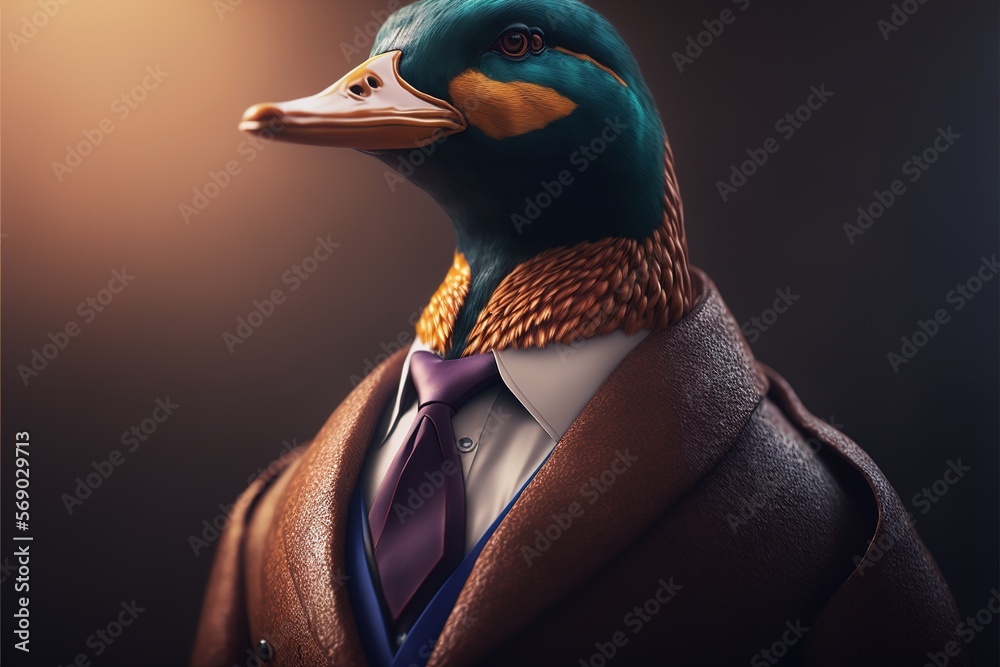 duck animal in suit, isolated, business, personality type, animal types ...
