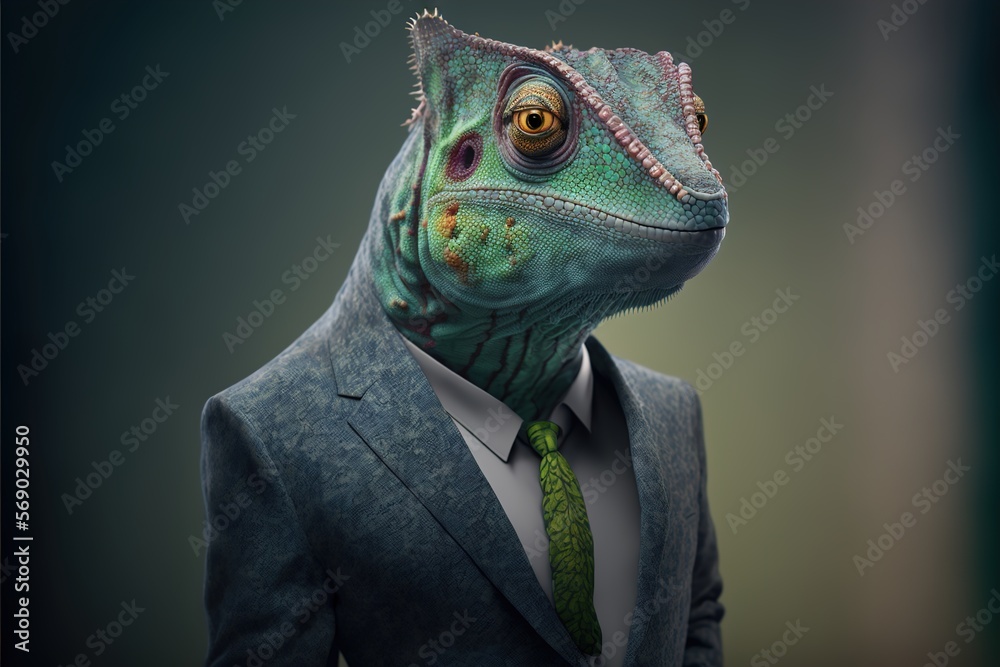 chameleon animal in suit, isolated, business, personality type, animal ...