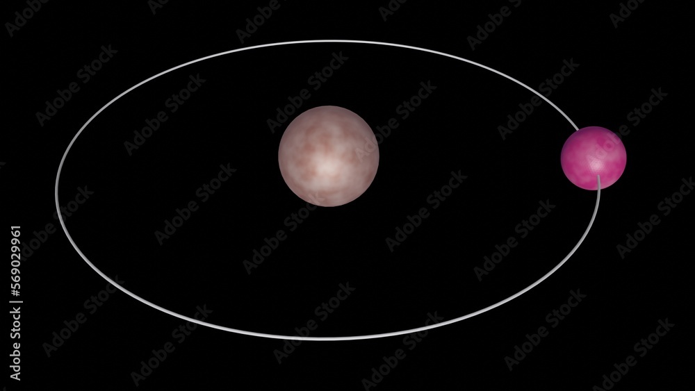 Ball orbiting sphere. Object revolving around a center mass and ...