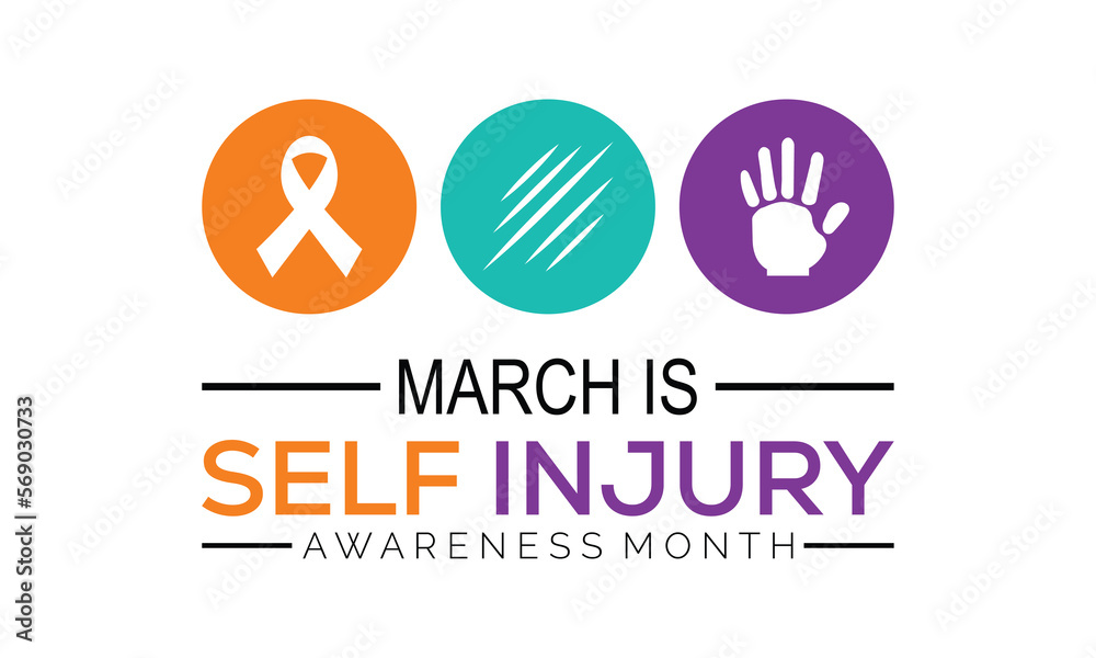 Vector illustration on the theme of Self Injury Awareness Month.Template for background, banner ...