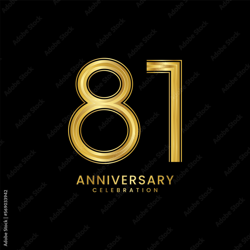 81th Anniversary Celebration Anniversary Logo Design With Golden Color