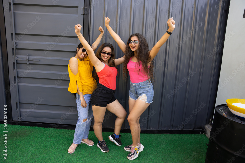 Portrait of beautiful indian women having fun party,Group of young girl ...