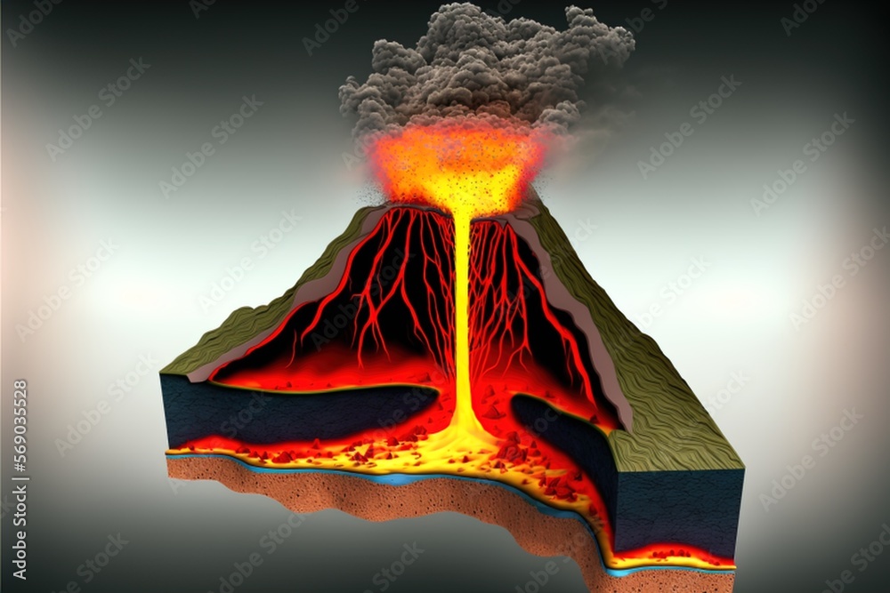 Vulcan, Cross Section view created with generative ai technology Stock Illustration | Adobe Stock