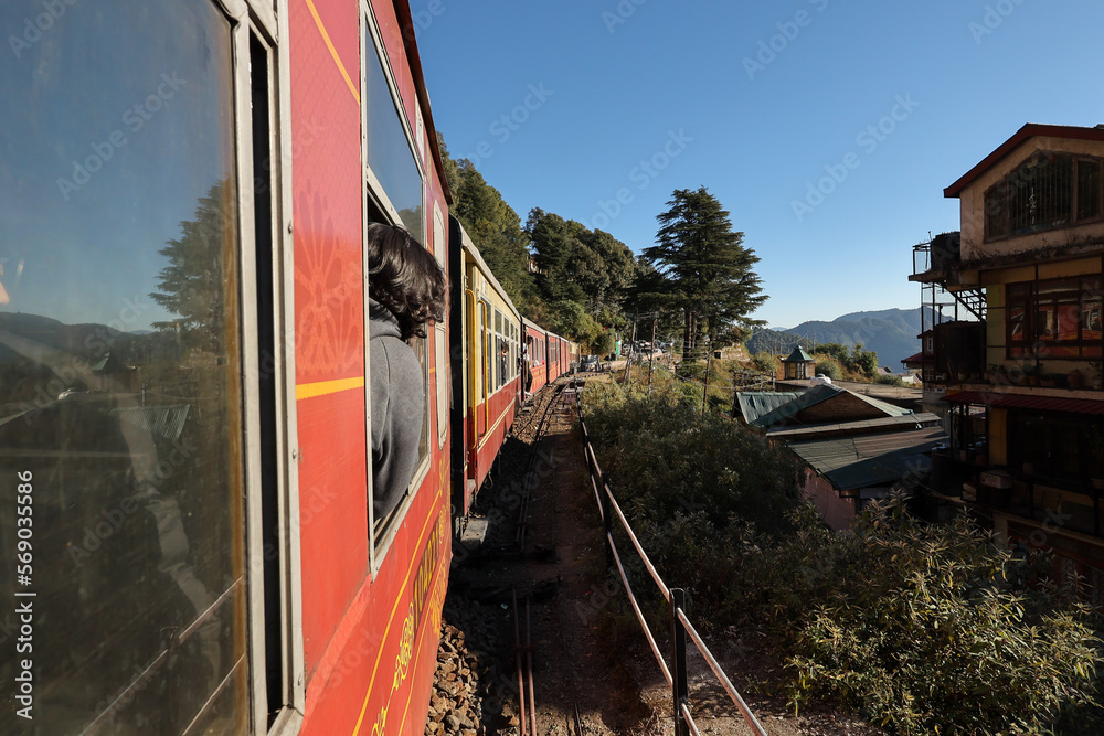 Toy train running from Kalka to Shimla or Simla capital of Himachal ...