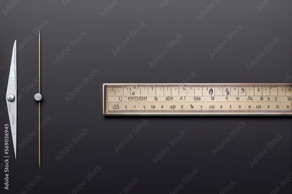 Top view realistic metal centimeters ruler, measuring tool isolated. 25 ...