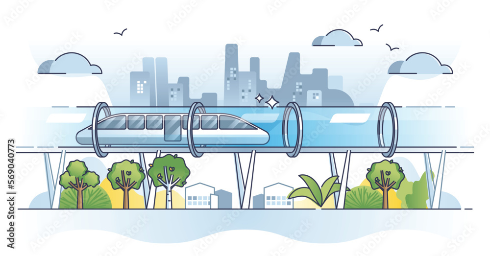 Hyperloop train transportation with high speed express outline concept ...