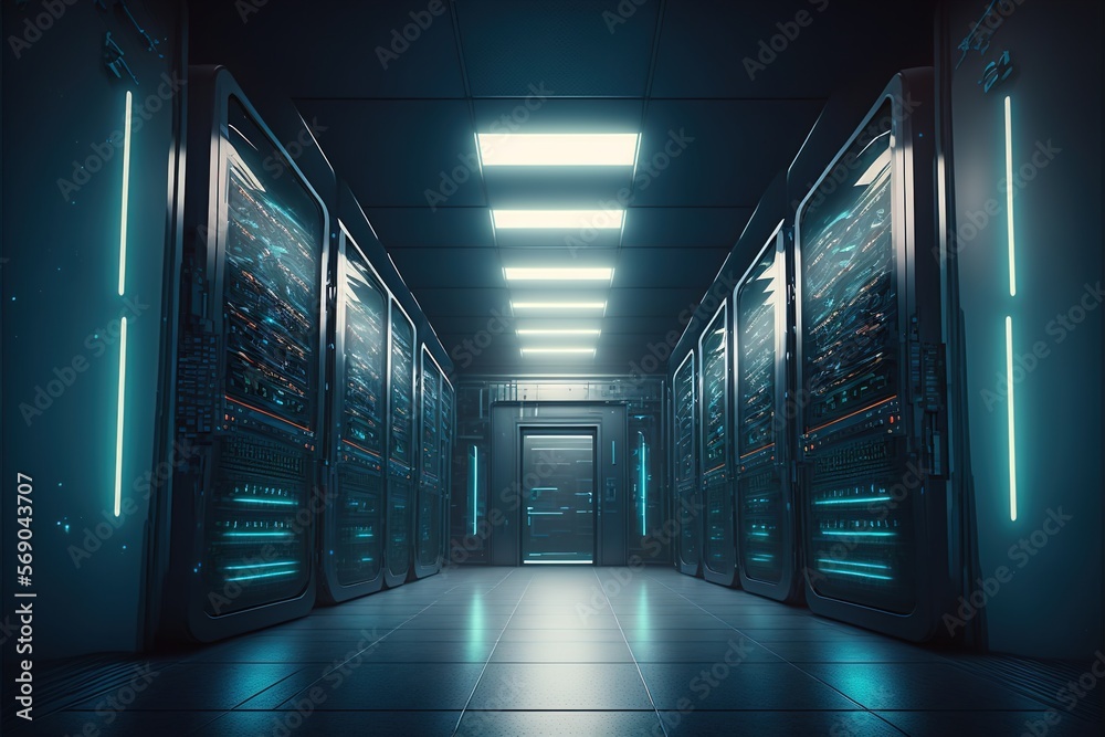 Insights into a futuristic server room created with generative ai ...
