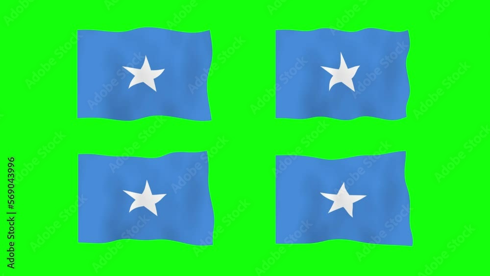 Somalia Waving Flag 2D Animation on Green Screen Background. Looping ...