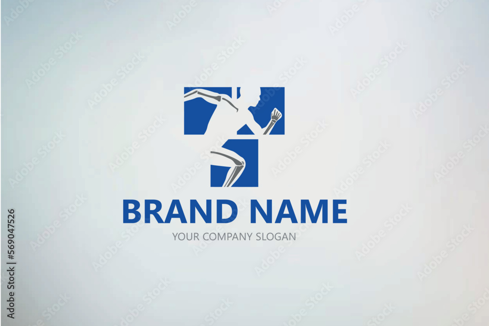 Active man, running silhouette, joint pain symbols, Logo/Icon ...