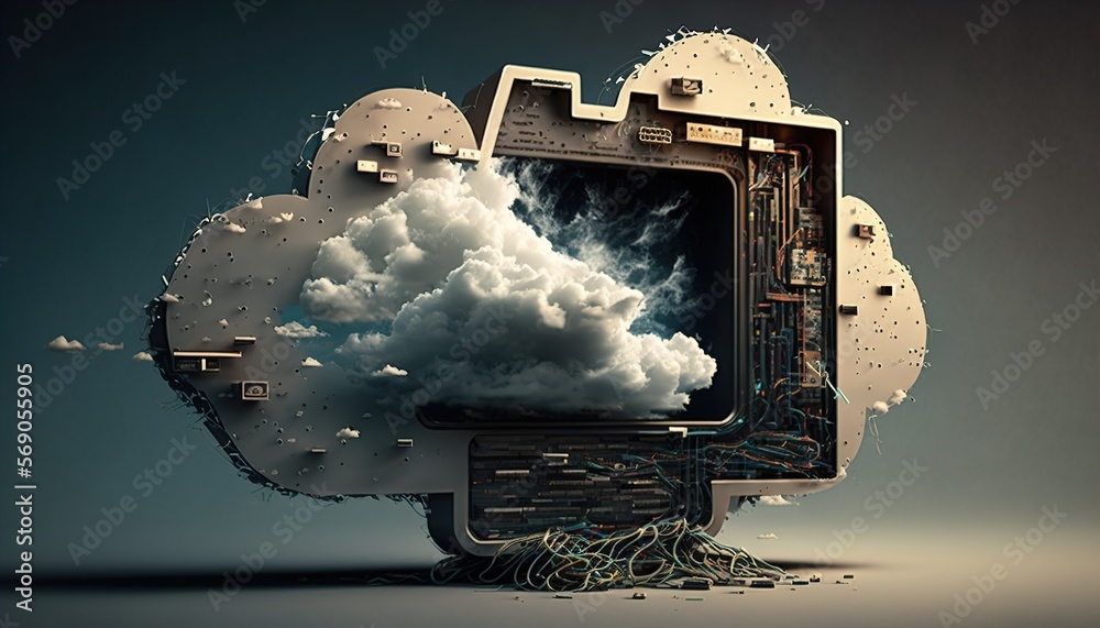 Futuristic Technological Imaginative Illustration Of Cloud Computing Created With Generative Ai