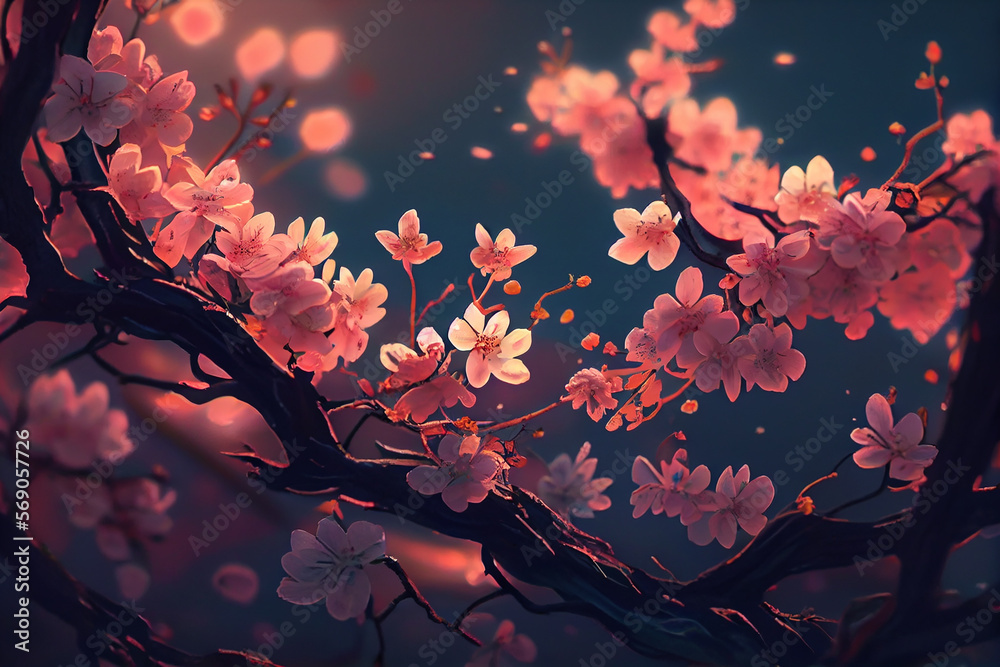 Cherry Blossom Wallpaper. Generative ai Stock Illustration | Adobe Stock