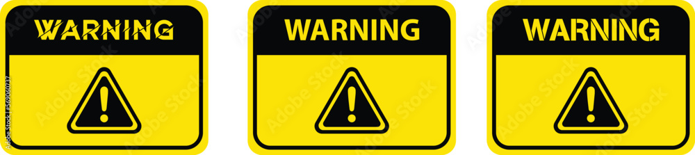 Warning signs. Warning yellow sign. Hazard warning sign. Danger sign ...