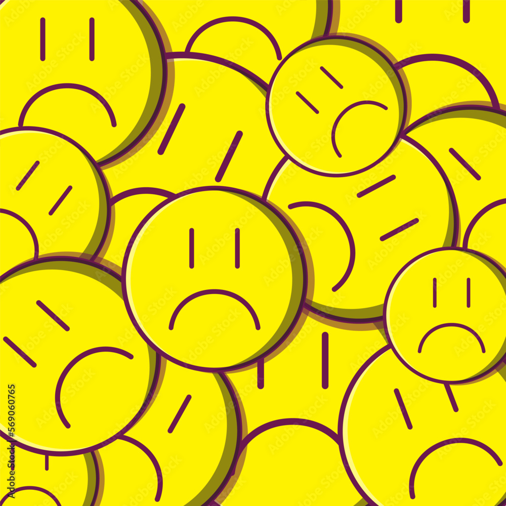 cartoon illustration stack of sad emoji Stock Vector | Adobe Stock
