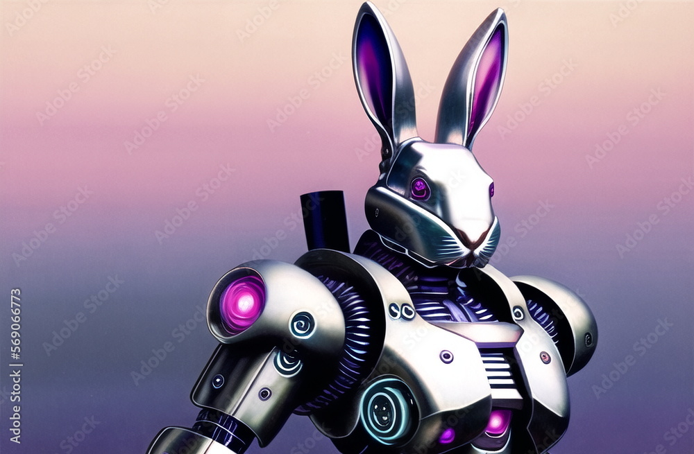 Cute Easter bunny robot in creative background. Easter theme Design ...