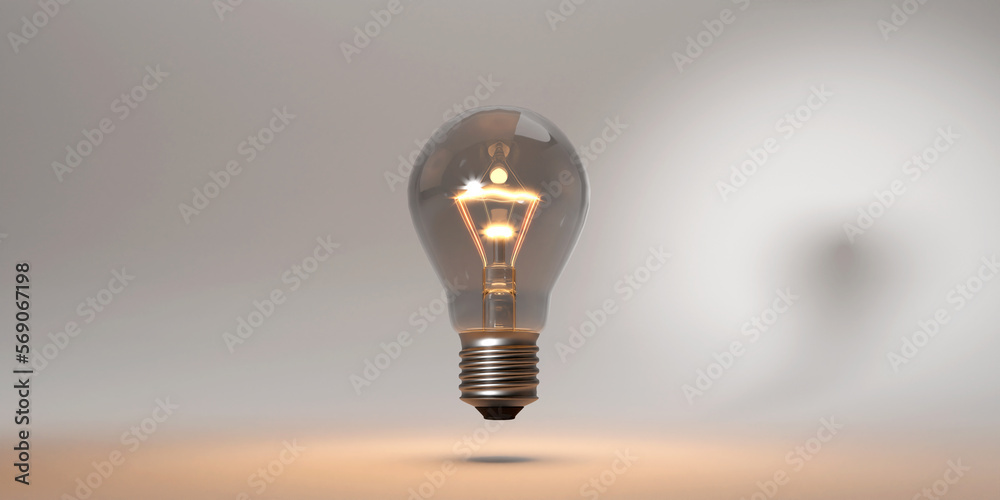 Lit up lightbulb emitting light. Template for ideas or brainstorms ...