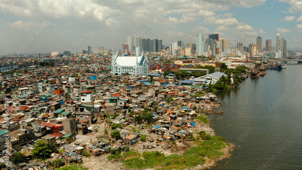 Populous city of Manila, the capital of the Philippines with ...
