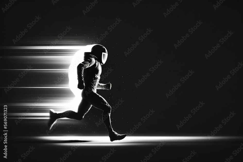 Hyperspeed Hero: A Majestic Astronaut Running at Light Speed in a ...