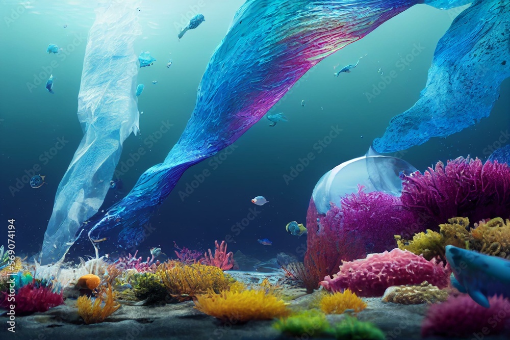 The concept of pollution in the ocean. The concept of fighting for a ...