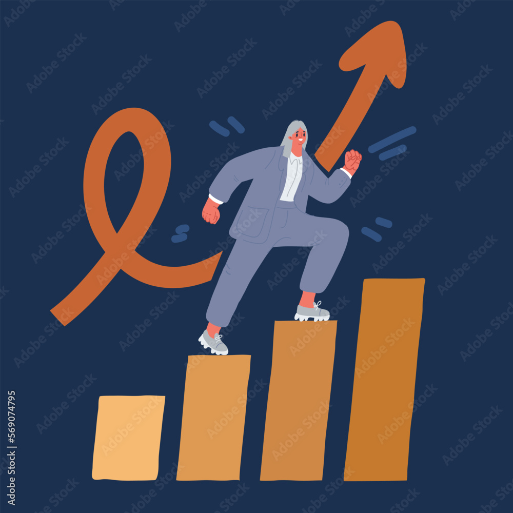 Cartoon vector illustration of Rising up. Career progression ...