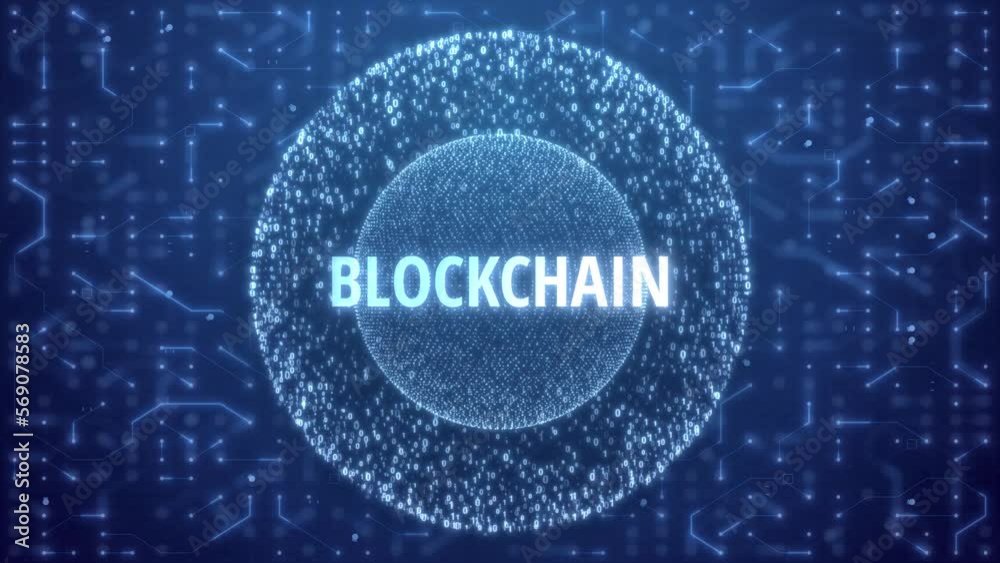 Vidéo Stock Blockchain Concept over Matrix sphere on circuitry background. random numbers in ...