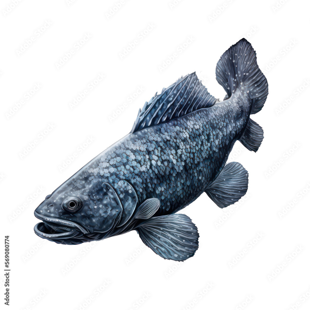 Coelacanth fish isolated on transparent background. Coelacanth. Sea ...