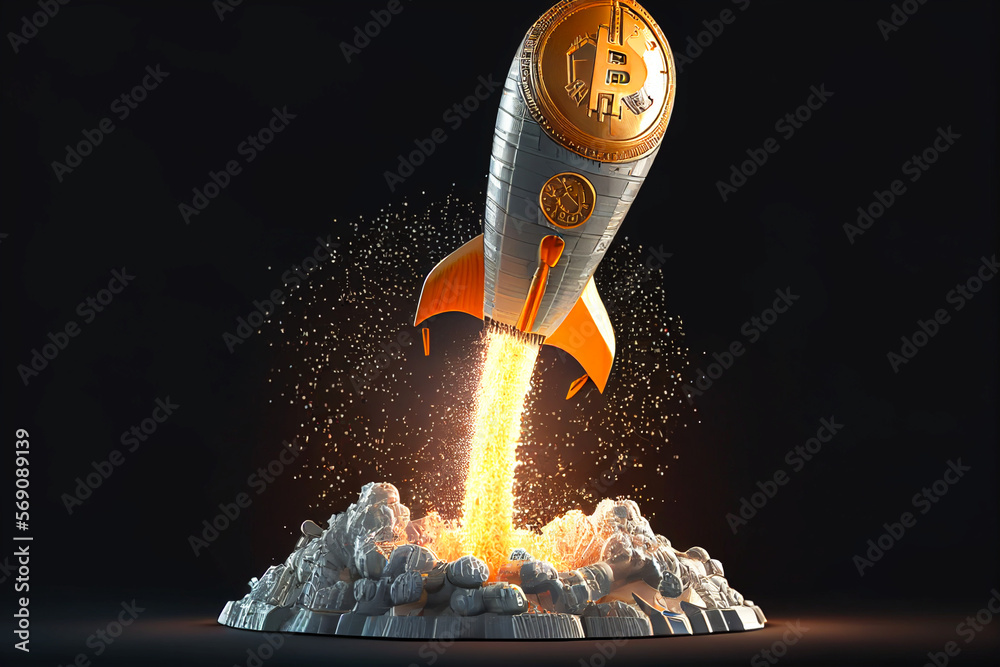 Bitcoin btc space ship cryptocurrency rocket in space bull run space ...