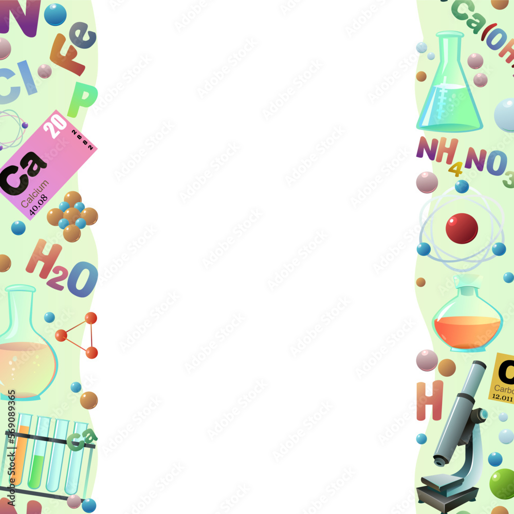 Chemistry seamless vertical frame. Cartoon style. Study and production ...