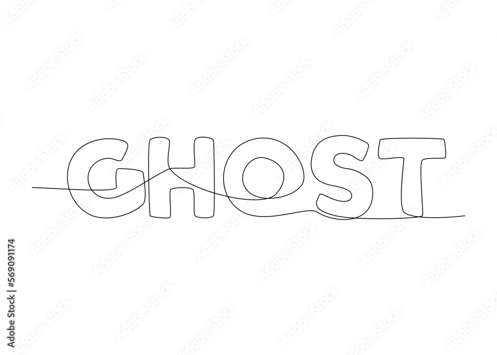 One continuous line of Ghost word. Thin Line Illustration vector ...