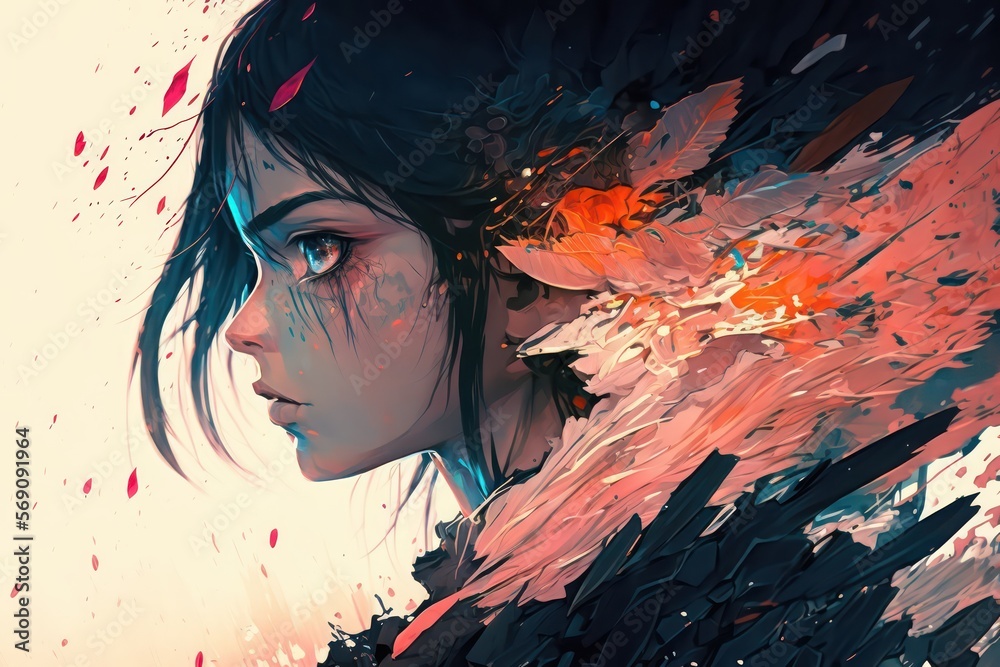 Anime Looking Up Side View