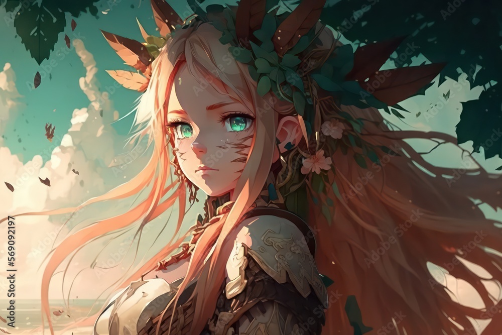 Portrait of anime girl. Fantasy anime girl with fantasy uniform ...