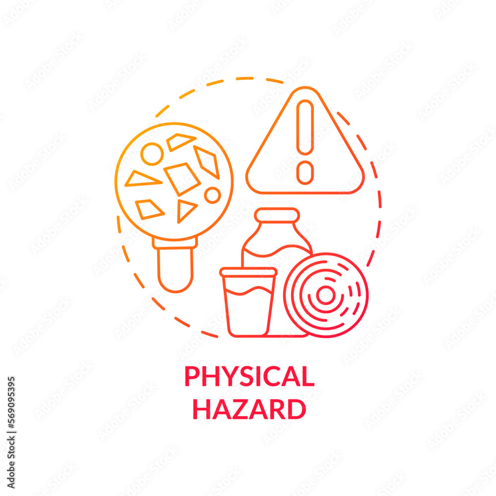 Physical hazard red gradient concept icon. Involving objects in ...