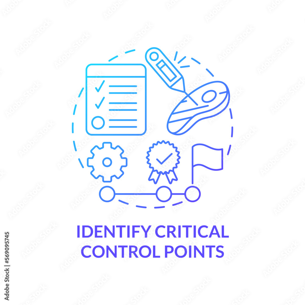 Identify critical control points blue gradient concept icon. Food ...