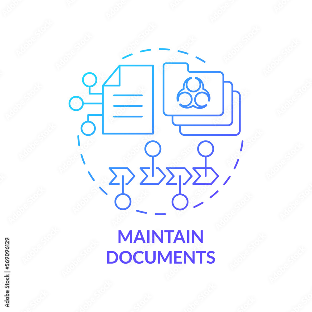 Maintain documents blue gradient concept icon. Recording analysis ...